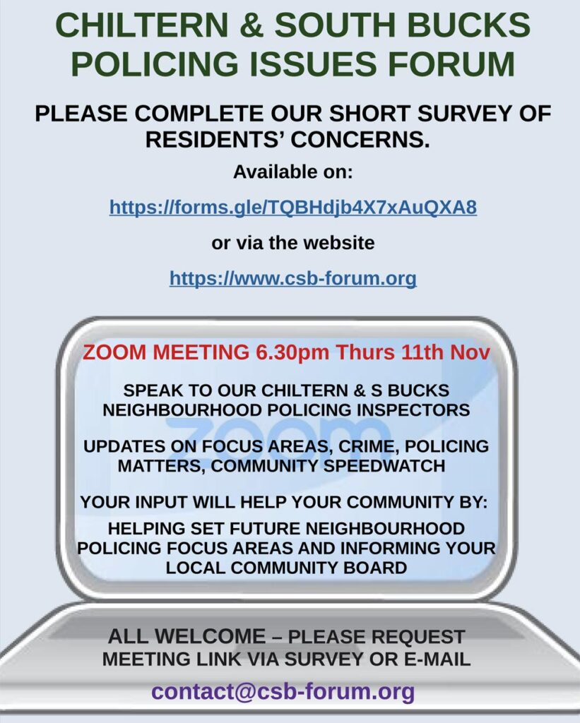 The Importance of REPORTING Crime and Bad Behaviour – Chiltern & South Bucks Policing Issues Forum